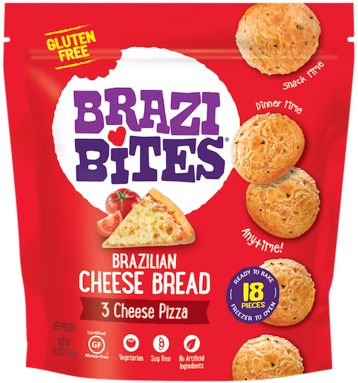 Brazilian Cheese Bread 3 Cheese Pizza - Frozen Entree - Brazi Bites LLC ...